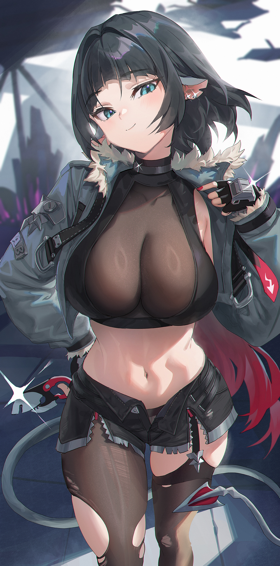 mhk (mechamania) zenless zone zero jane doe animal ears see through stockings tail thighhighs ...